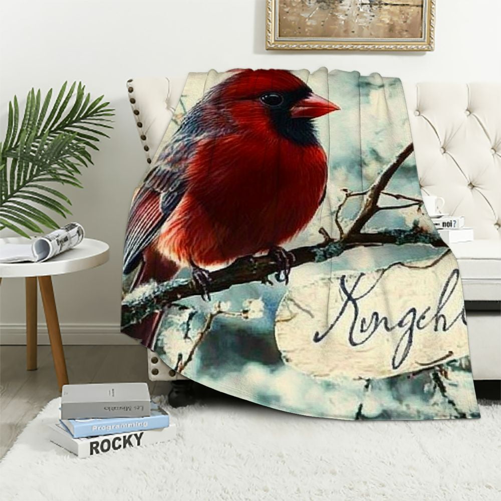 Patifu Cardinals Blanket Red Birds Throw Blanket Plush Blankets Bedding ...