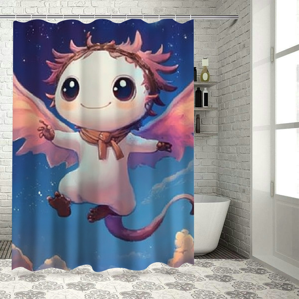 Patifu Cartoon Character Flying Shower Curtain 100% Polyester Chic ...