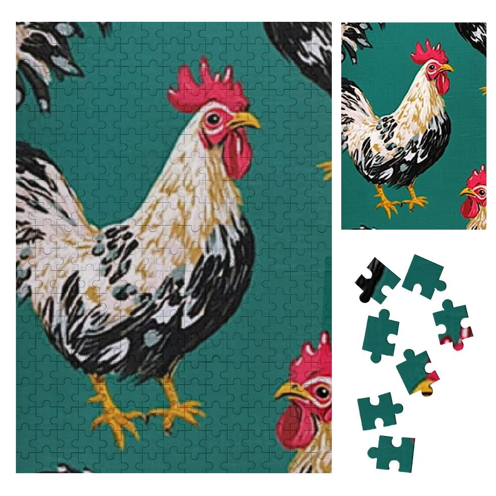 Patifu Chickens Roosters Wooden Jigsaw Puzzle Vertical Style Adults ...
