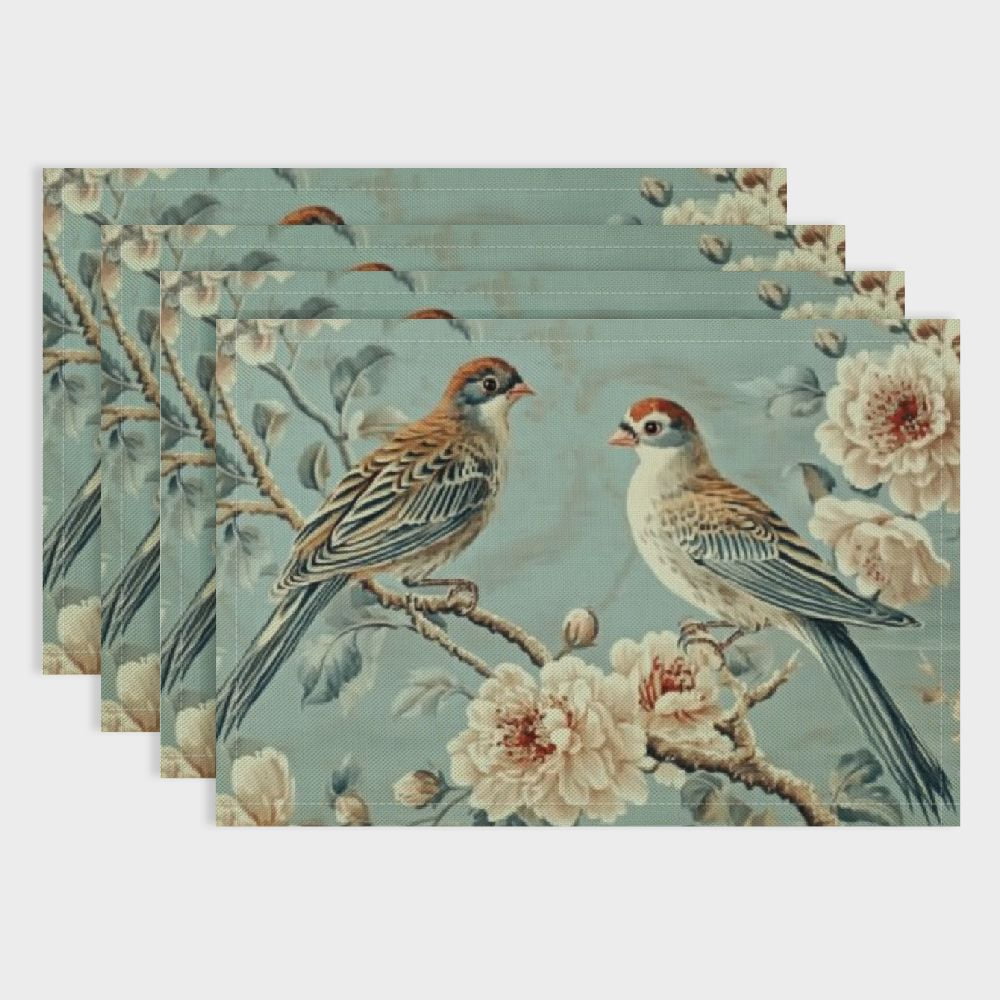 Patifu Chinoiserie Bird with Flowers Placemat Set of Animal Vintage ...