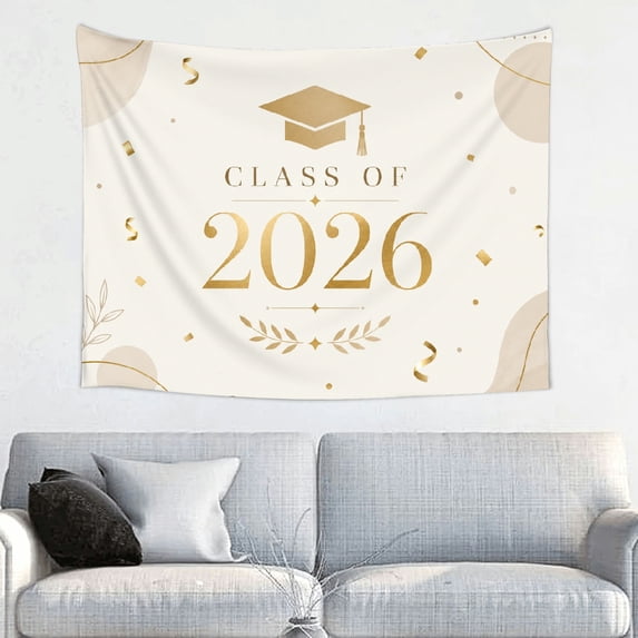 Patifu Class of 2026 Graduation Gold Confetti Polyester Fabric Wall ...