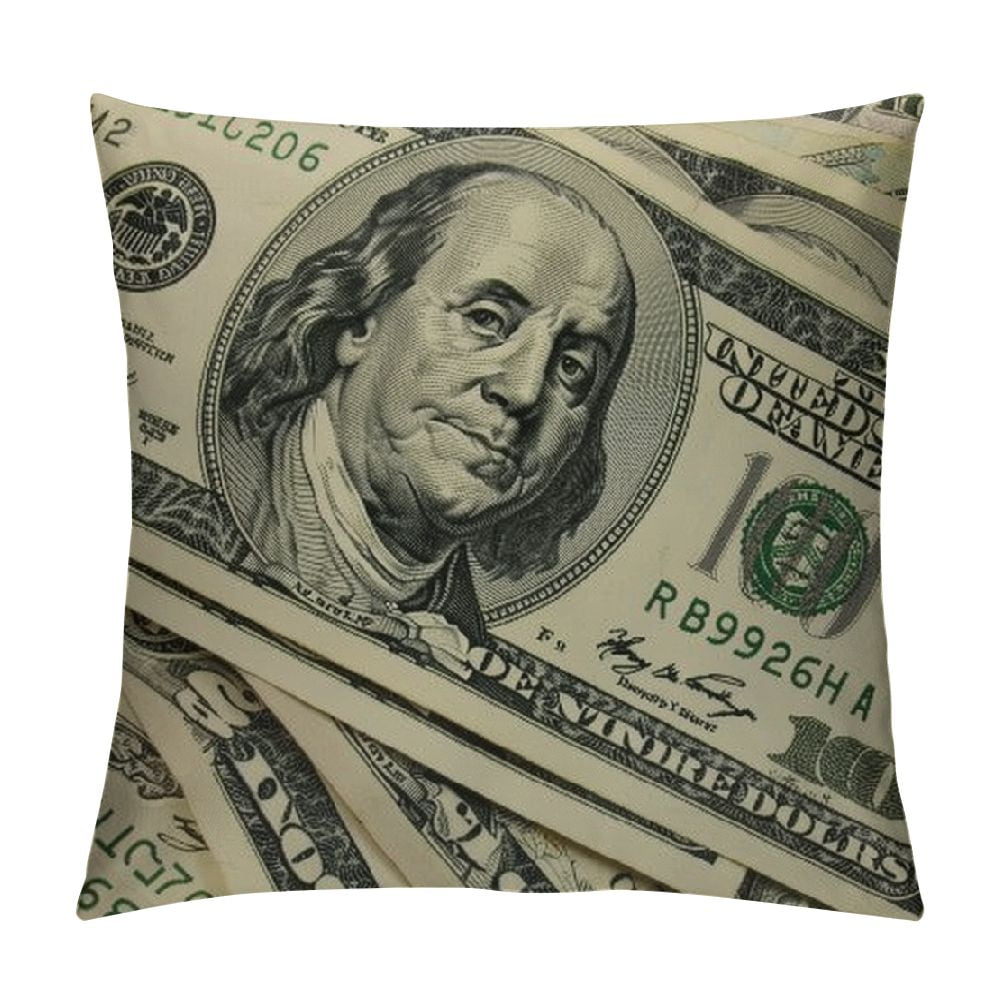 Patifu Cotton Linen Pillow Covers Us Dollar Currency Money Hundreds of ...