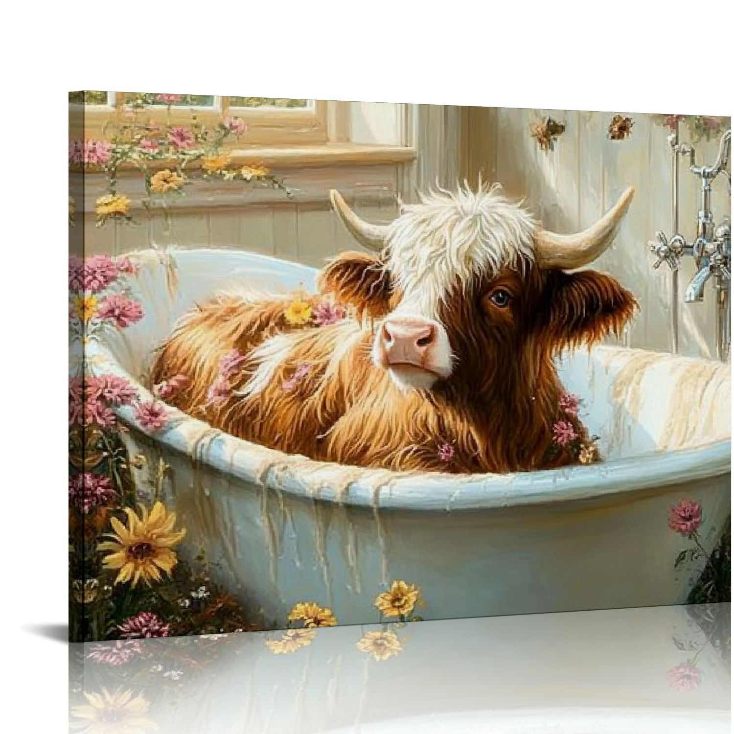 Patifu Cow Bathroom Decor Highland Cow Wall Art Sunflower cow in ...