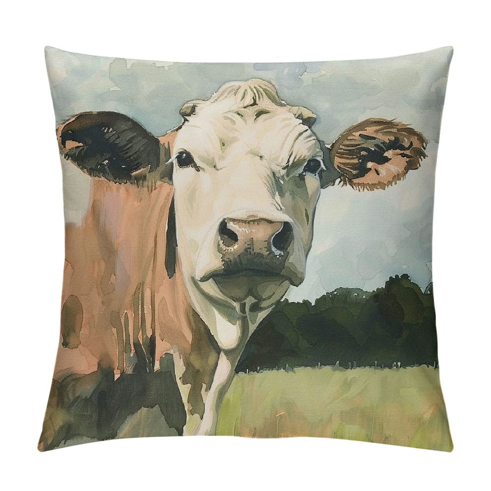 Patifu Cow Field Sky Graphic Decorative Pillow Cover for Home Couch ...