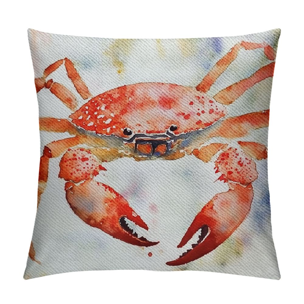 Patifu Crabs Pillow Cushion Cover Sea Animals Theme in Watercolor Style ...