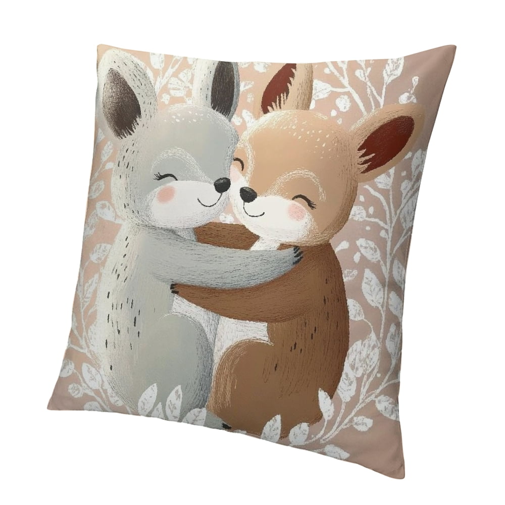 Patifu Cute Cartoon Fox Reversible Throw Pillow Covers Kids Fox Pillow ...