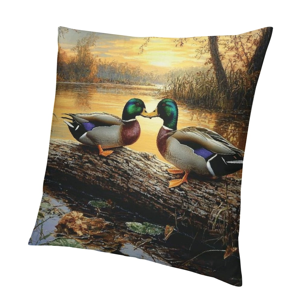 Patifu Cute Mallard Throw Pillow Cover Lake Life Wild Duck Double Sides ...