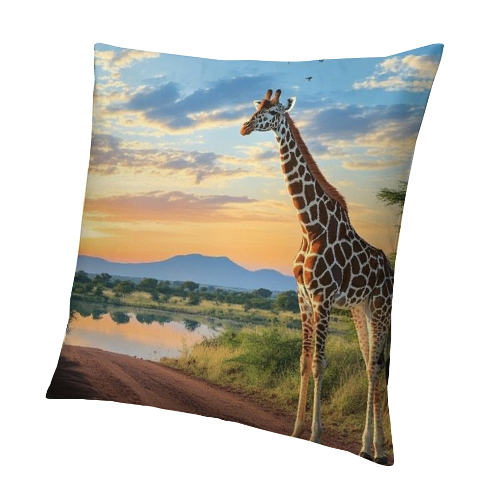 Patifu Decorative Throw Pillow Covers Throw Pillows African Nile River Giraffe Pillow Cover ...