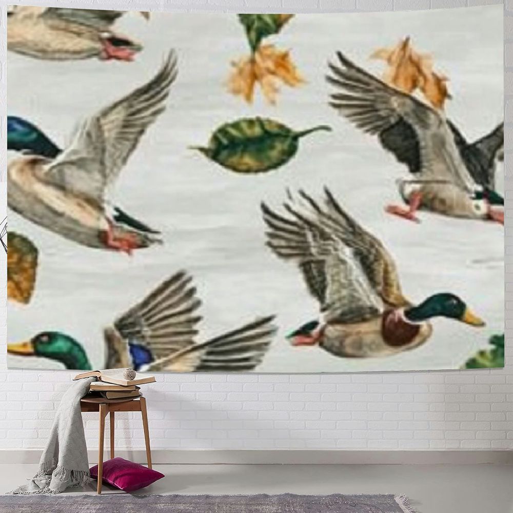 Patifu Ducks Leaves Flying Tapestry Wall Hanging Unique Style for Home ...