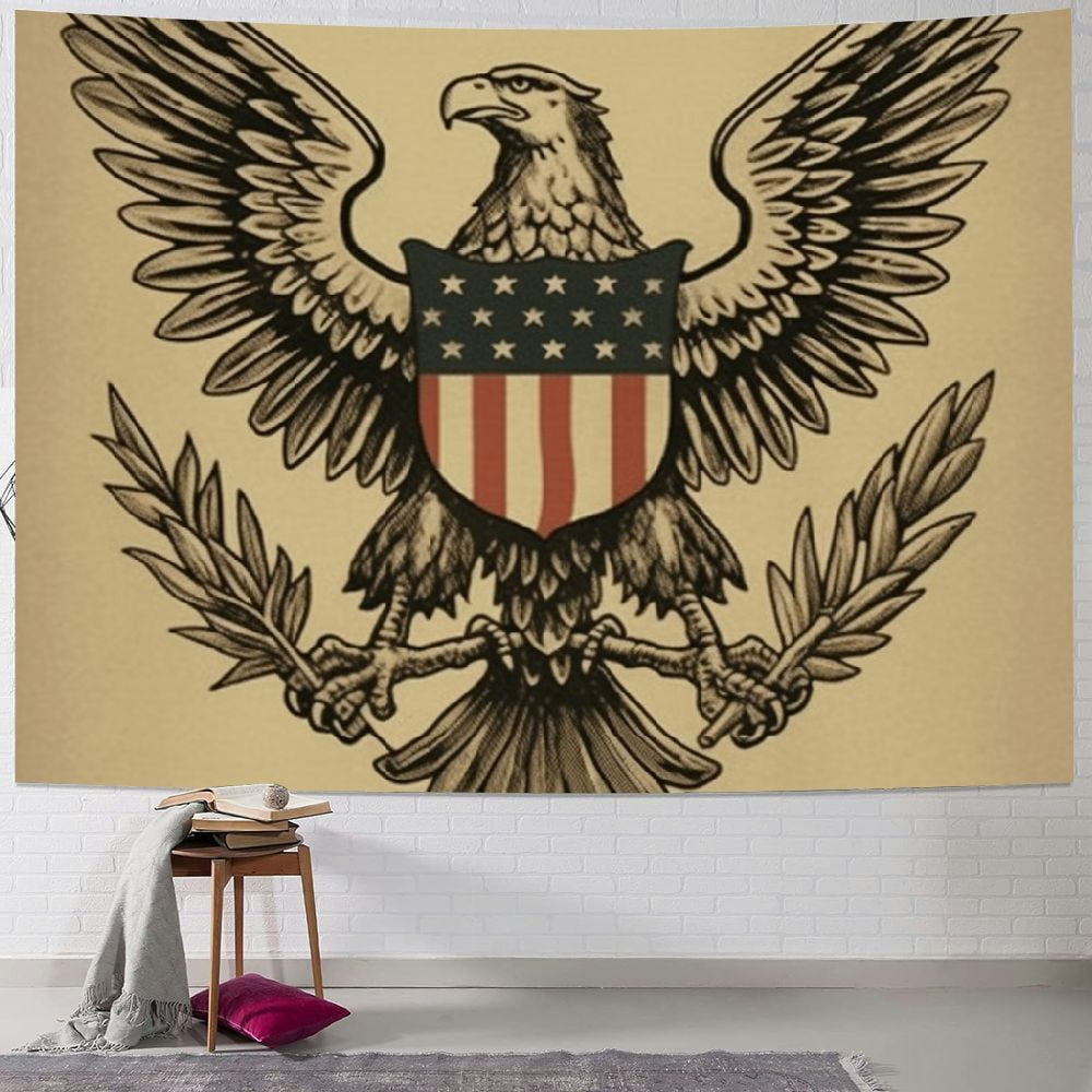 Patifu Eagle Shield Flag Tapestry Wall Hanging Unique Style Graphic ...