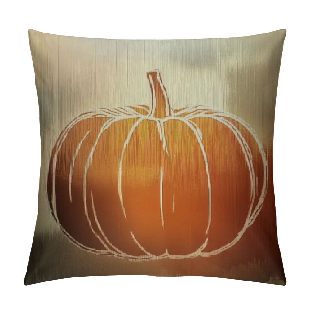 Patifu Fall Pumpkin Pillow Covers Autumn Burnt Orange Pumpkins Pillow ...