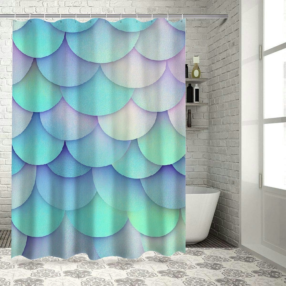 Patifu Fish Scales Shower Curtain 100% Polyester Chic Modern Bathroom ...