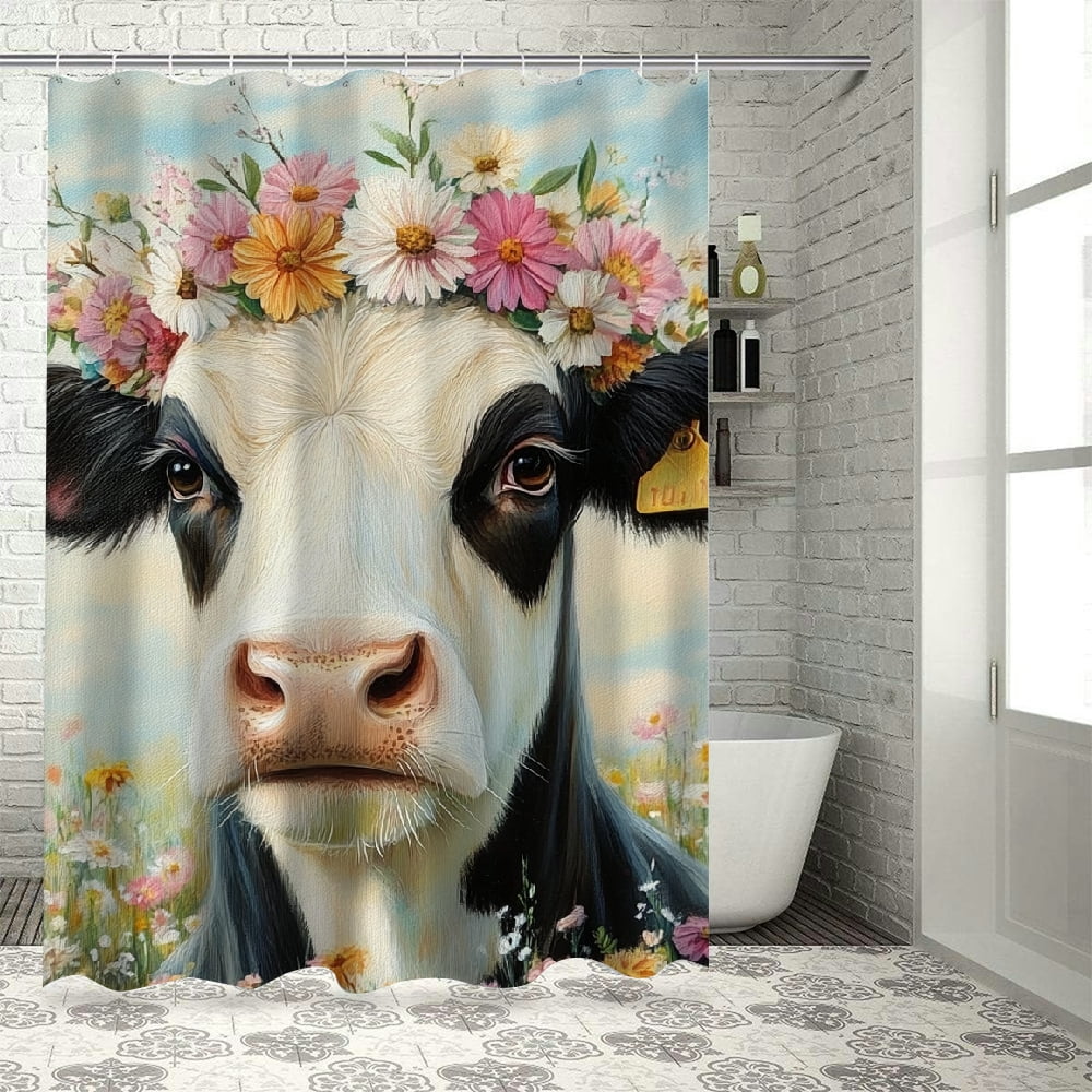 Patifu Flower Crown Shower Curtain 100% Polyester Fiber Chic Modern ...