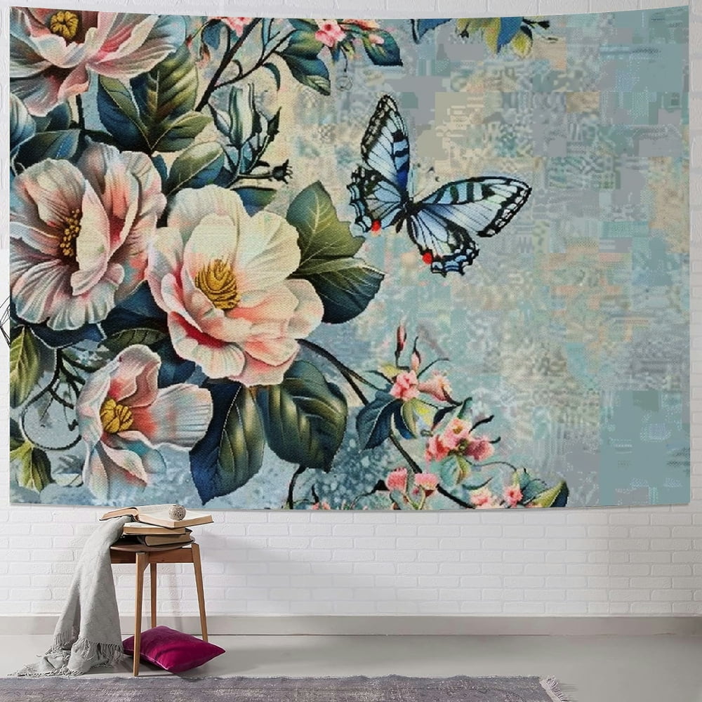 Patifu Flowers Butterfly Art Nouveau Tapestry Wall Hanging Unique Style ...