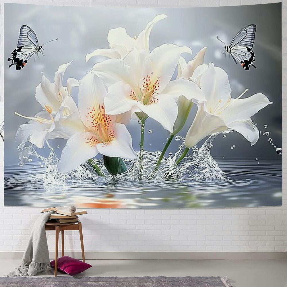 Patifu Flowers Butterfly Tapestry Wall Hanging Unique Style Graphic ...