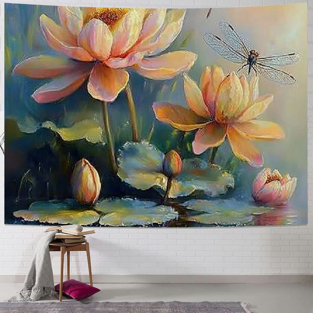 Patifu Flowers Pond Dragonfly Tapestry Wall Hanging Unique Style ...