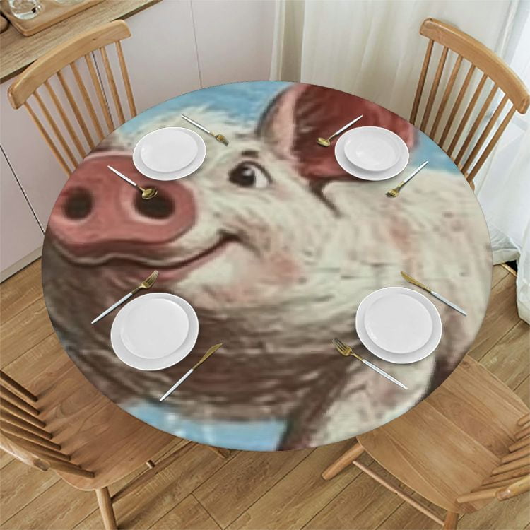 Patifu Flying Pig Round Tableclothfor Indoor Outdoor, Stain-Resistant ...