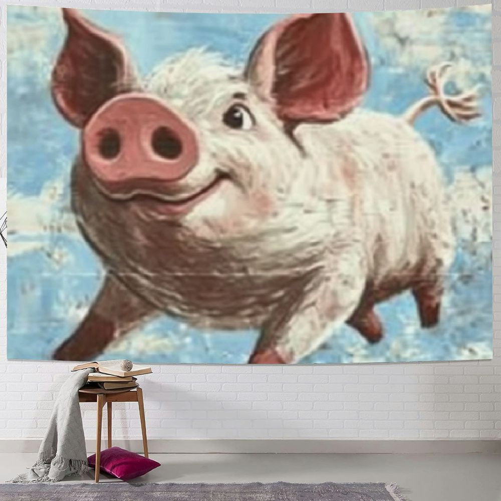 Patifu Flying Pig Tapestry Wall Hanging Unique Style Graphic Tapestries ...