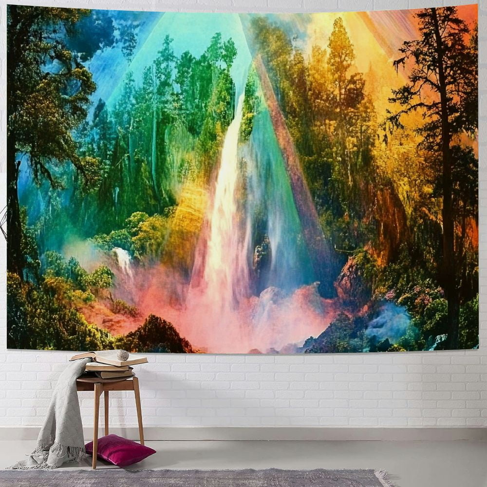 Patifu Forest Tapestry Waterfall Nature Landscape Tapestry Mountain ...