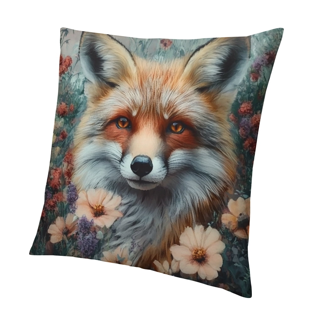 Patifu Fox Print Throw Pillow Covers for Kids Teens,Wild Animal Pillow ...
