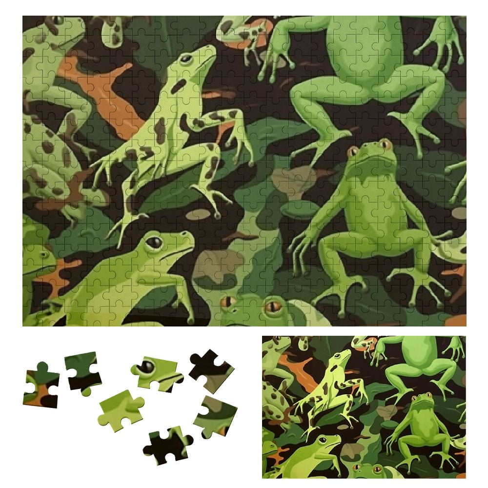 Patifu Frogs Camouflage Jungle Wooden Jigsaw Puzzle Challenging ...