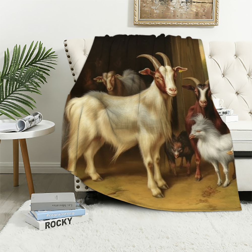 Patifu Goat Chickens Barnyard Warm Lightweight Soft Fleece Blanket All ...