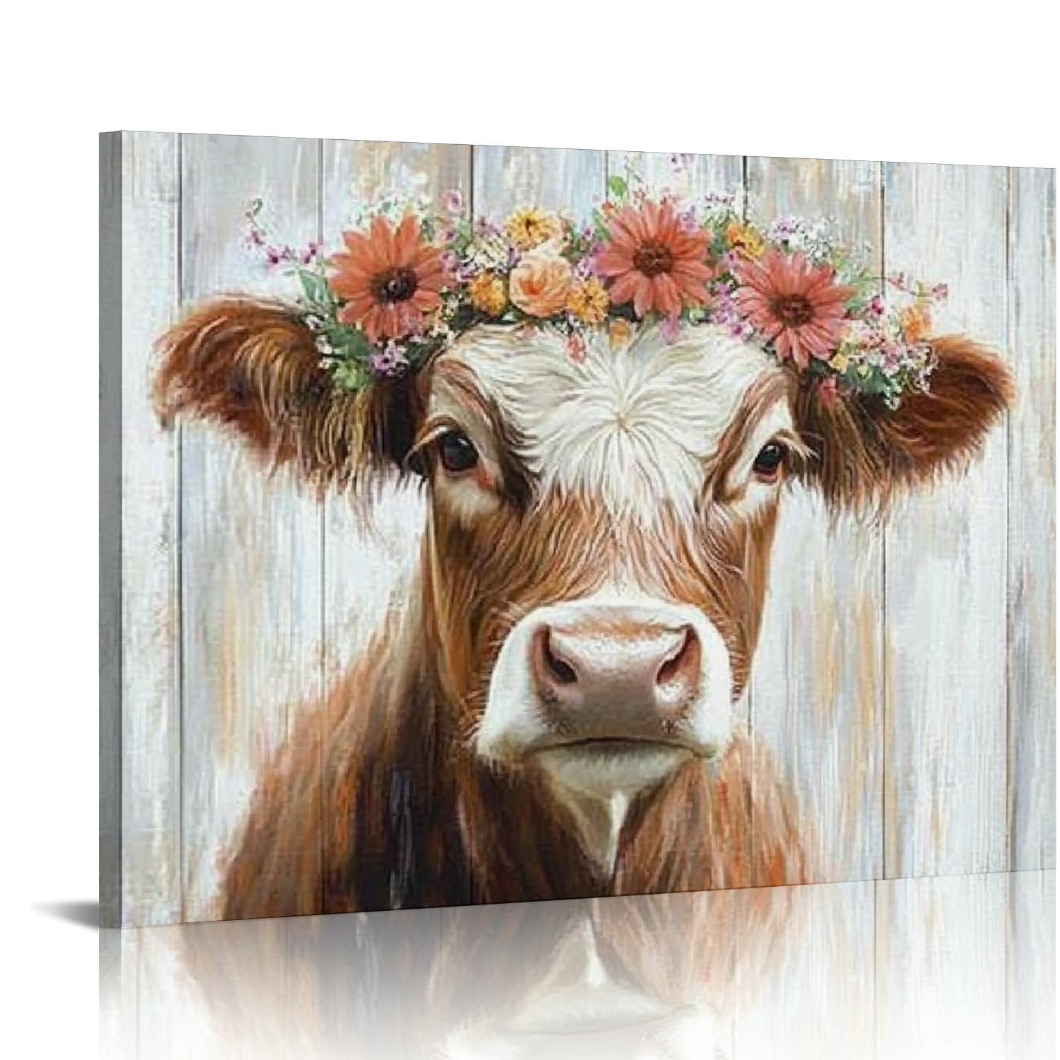 Patifu Highland Cow Canvas Farmhouse Decor: Funny Cow Wall Art with ...