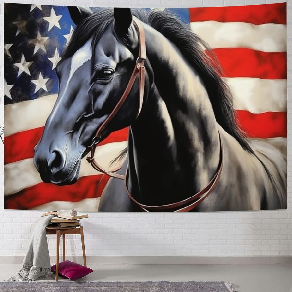 Patifu Horse Flag American Tapestry Wall Hanging Unique Style Graphic ...