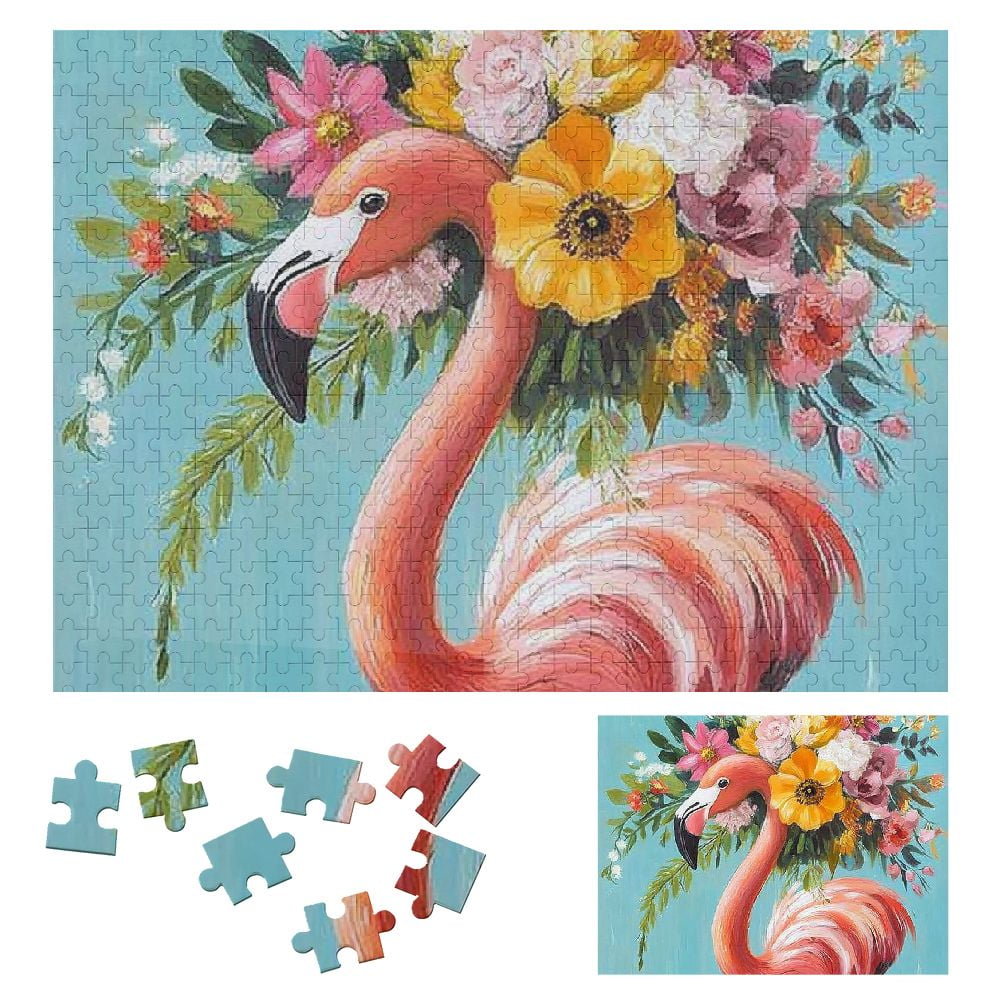 Patifu Impossible Wooden Puzzle Flamingo Flowers Vibrant Model: Wooden Jigsaw Puzzle Hengban ...