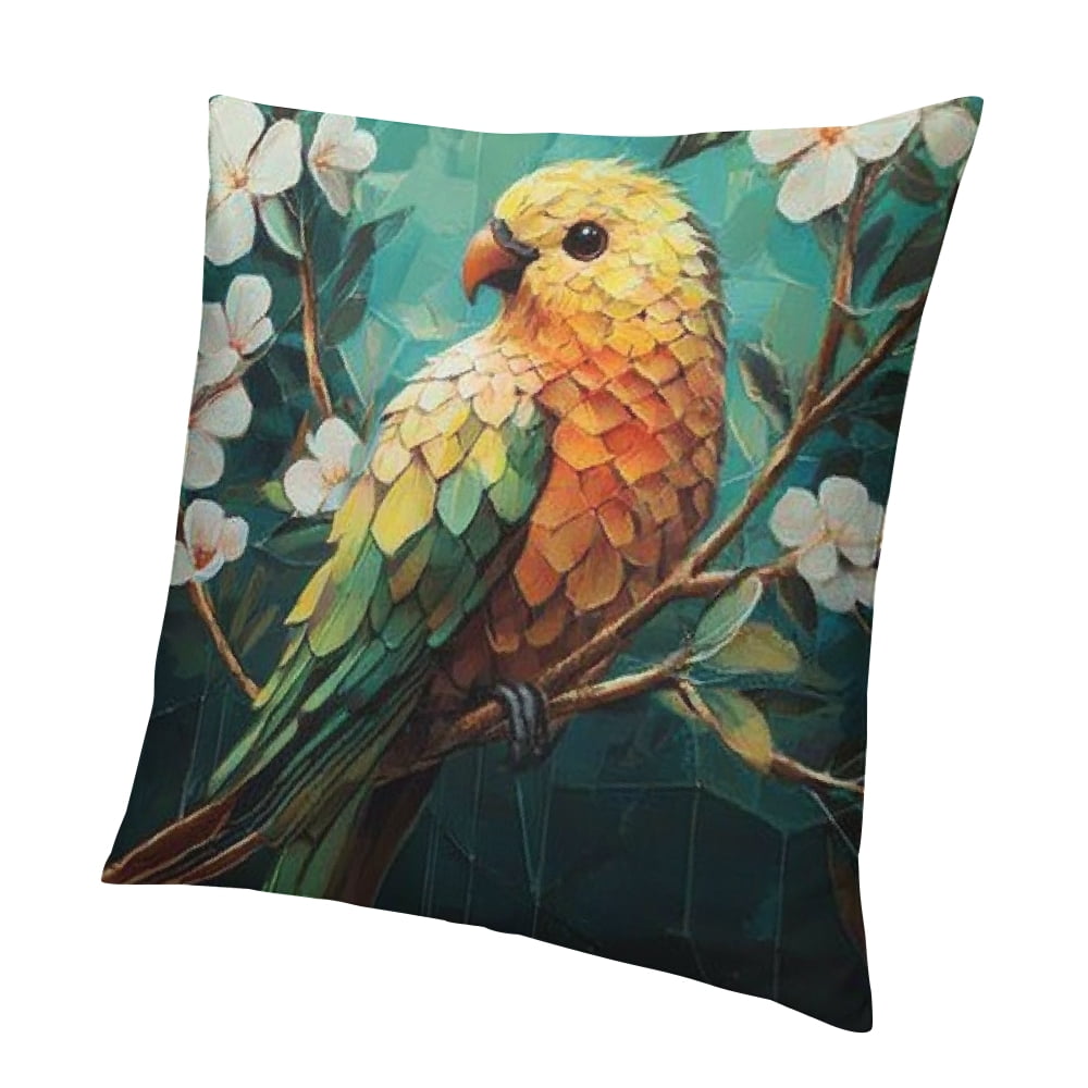 Patifu Kids Cute Parrot Throw Pillow Covers Yellow Birds Pillow Covers ...