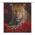 Patifu Leopard Among Red Roses Modern Bathroom Shower Curtain ...