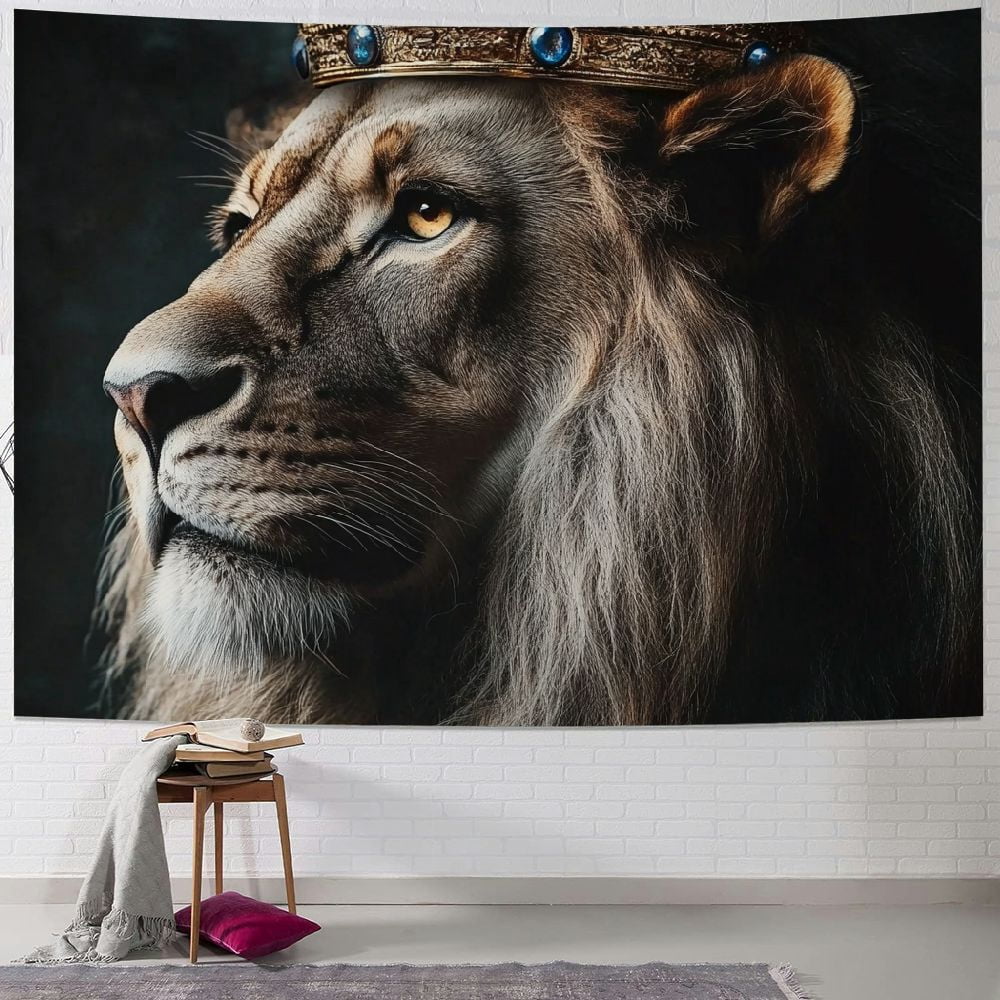 Patifu Lion Crown Tapestry Wall Hanging Unique Style Graphic Tapestries ...