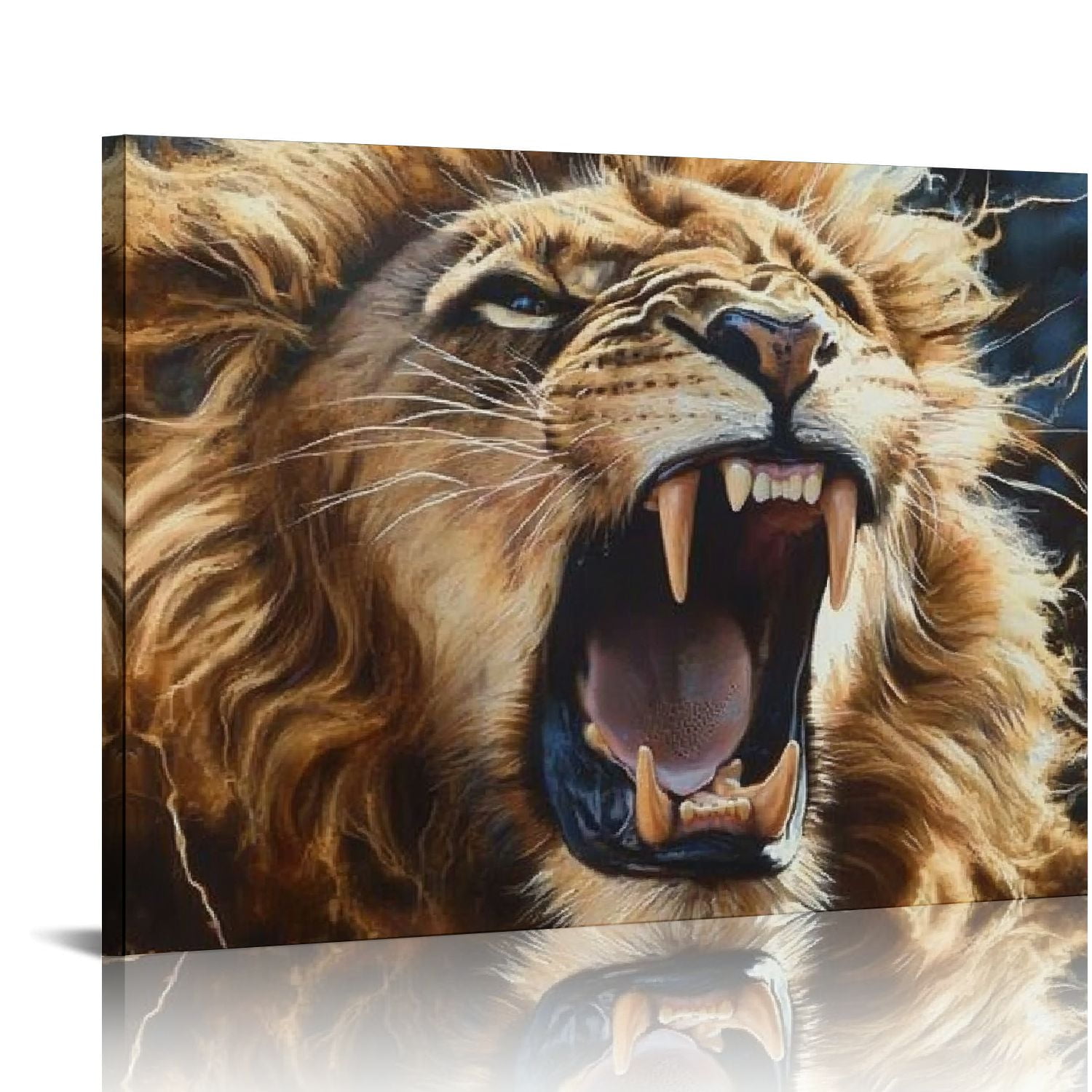 Patifu Lion Teeth Canvas Art Print Ready to Hang for Living Room ...