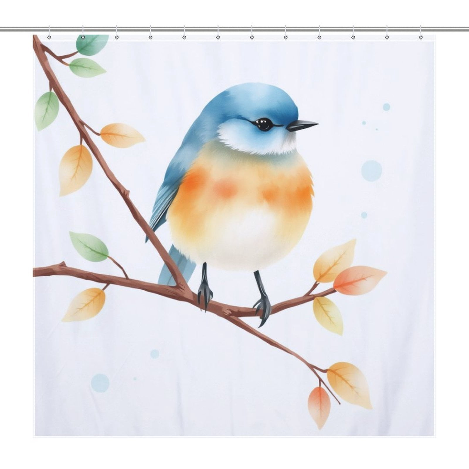 Patifu Little Bird on Autumn Branch Modern Bathroom Shower Curtain ...