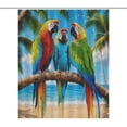 Patifu Macaws Beach Tropical Modern Bathroom Shower Curtain, Waterproof ...