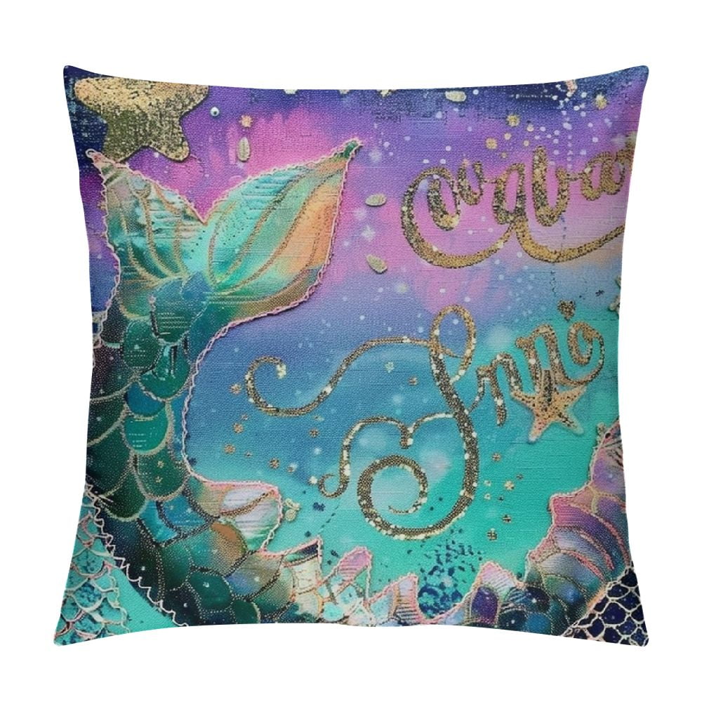 Patifu Mermaid Tail Cushion Covers Marine Fish Throw Pillow Covers ...