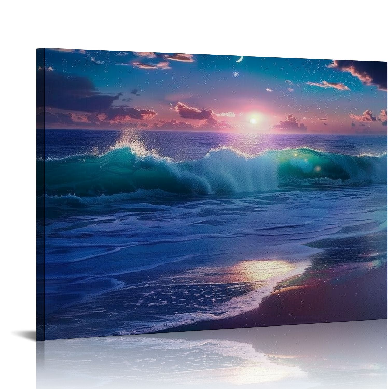 Patifu Moon Wave Beach Fine Art Aesthetic Poster Print Wall Painting ...