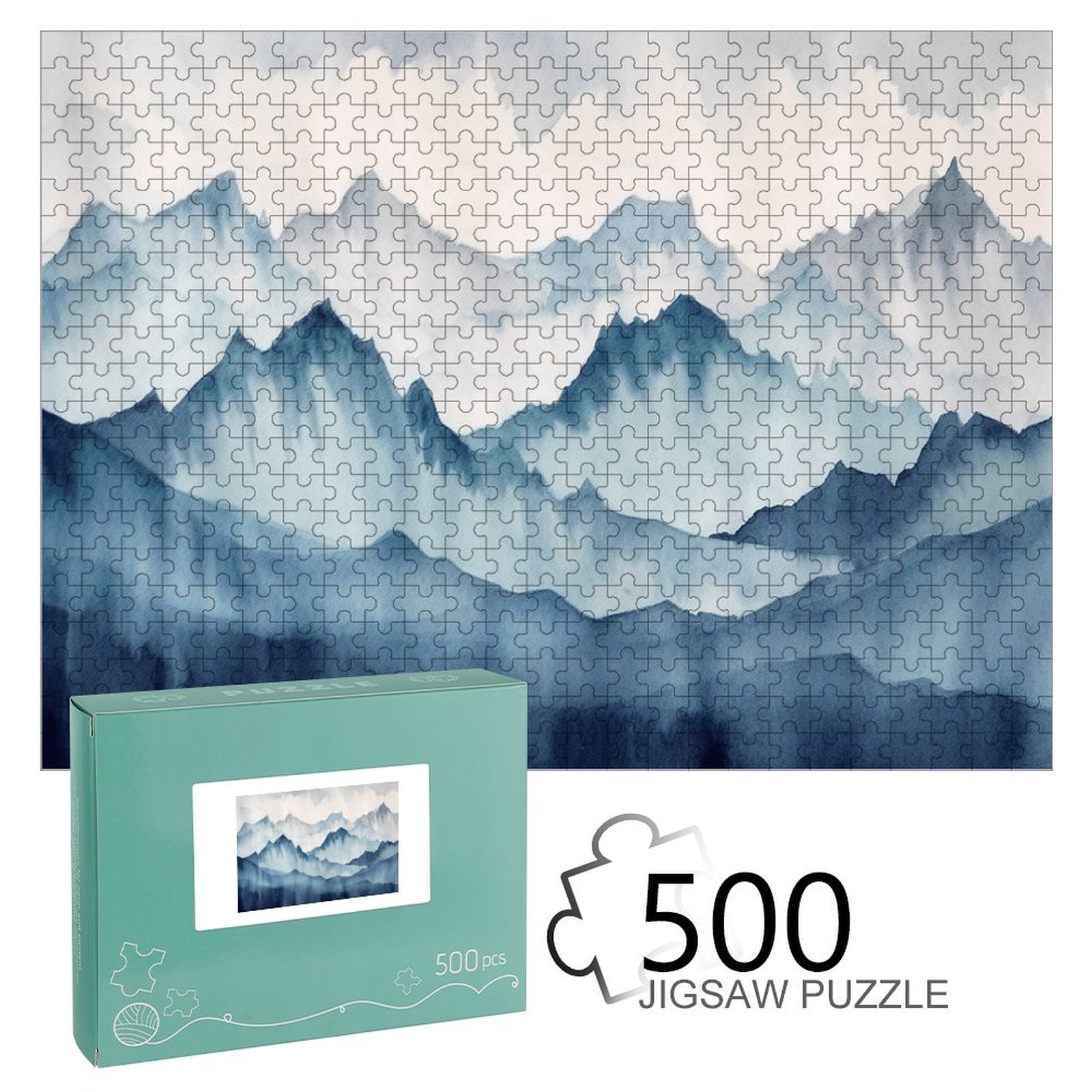 Patifu Navy Blue Watercolor Jigsaw Puzzle for Adults,Precision‑Cut ...