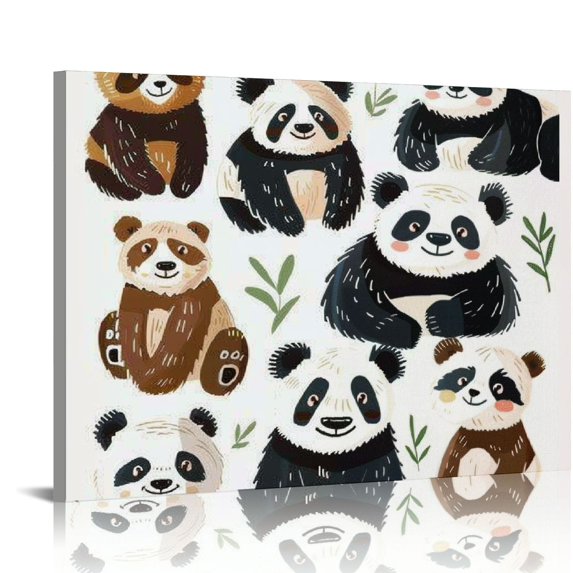 Patifu Panda Bears Wall Art Print for Living Room Bedroom Home Office ...