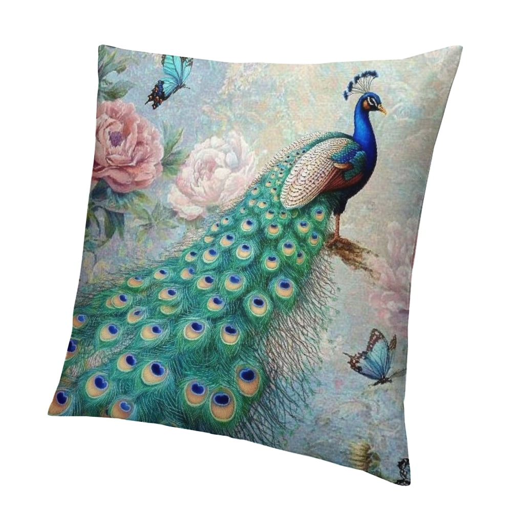 Patifu Peacock Light Blue Throw Pillows Covers Geometric Sky Blue ...