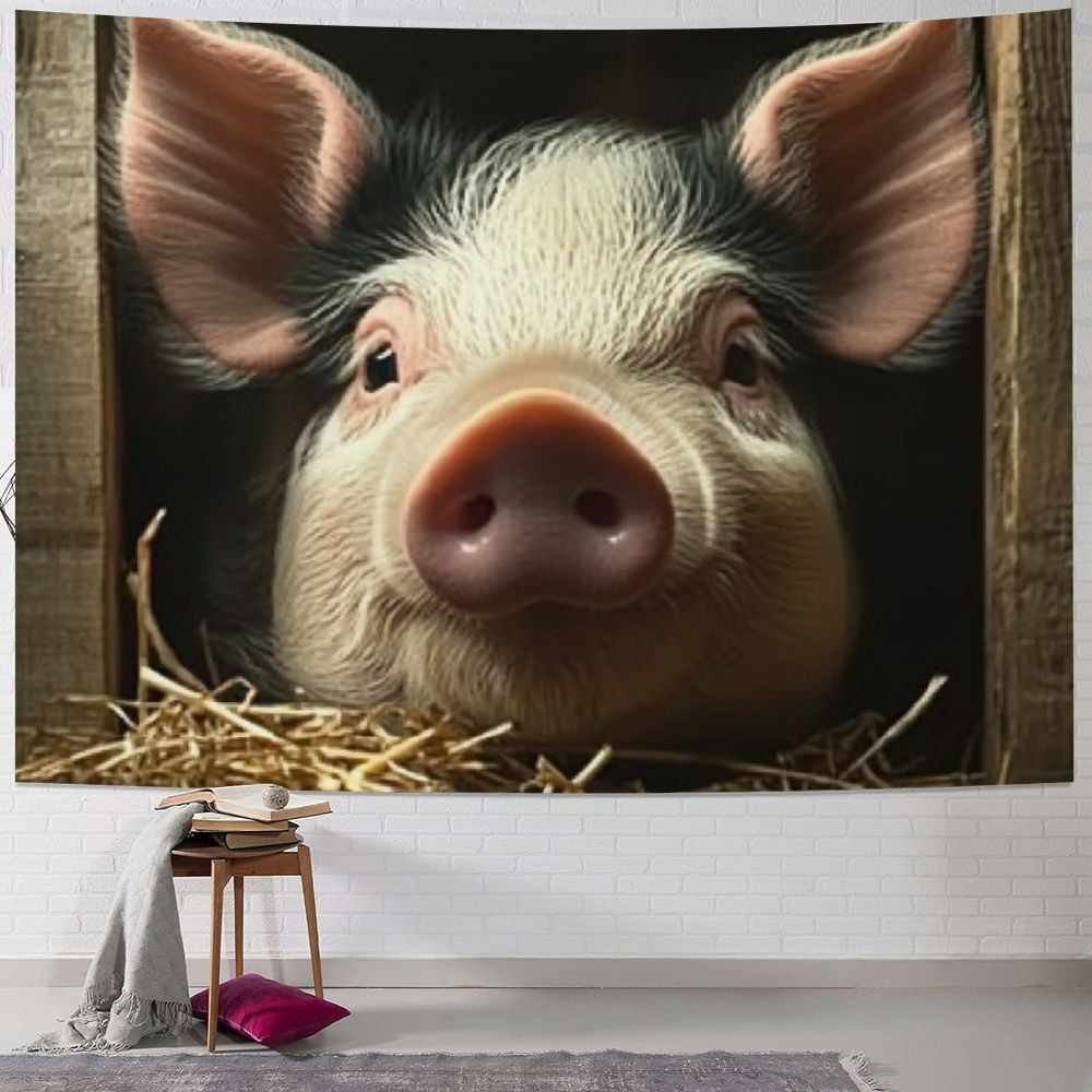 Patifu Pig Barn Window Hay Tapestry Wall Hanging Unique Style Home Wall ...