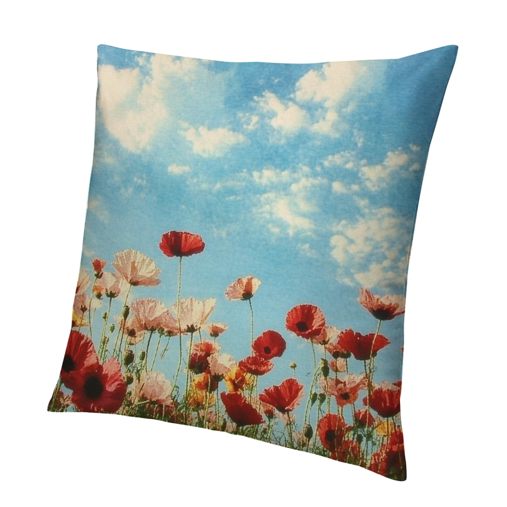 Patifu Poppy Bed Pillow Covers, Vintage Blossom Red Roses Poppies Flied ...