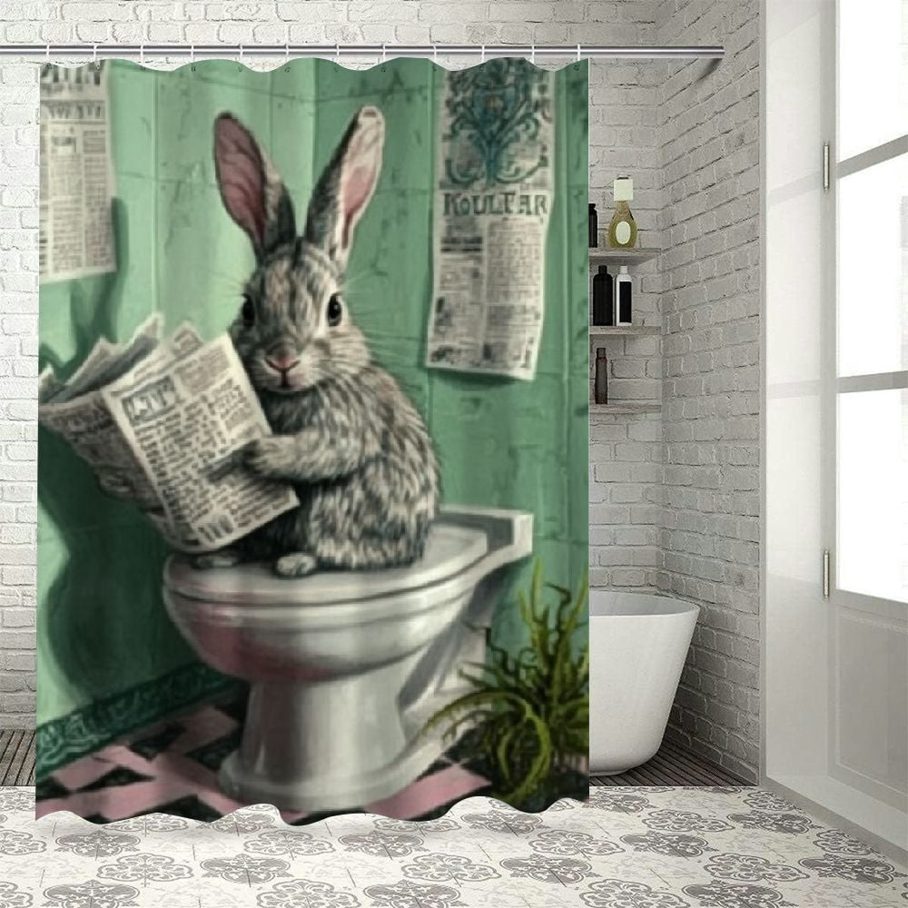 Patifu Rabbit Home Bathroom Shower Curtain Decoration Washable Shower ...