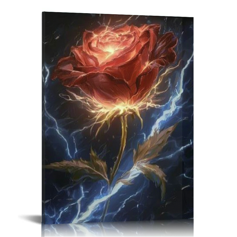 Patifu Rose Lightning Canvas Art Print for Living Room Bedroom Office ...