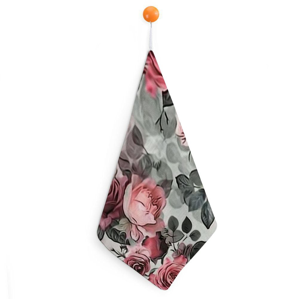 Patifu Roses Floral Pattern Reusable Hand Towels Quick-Dry Microfiber ...