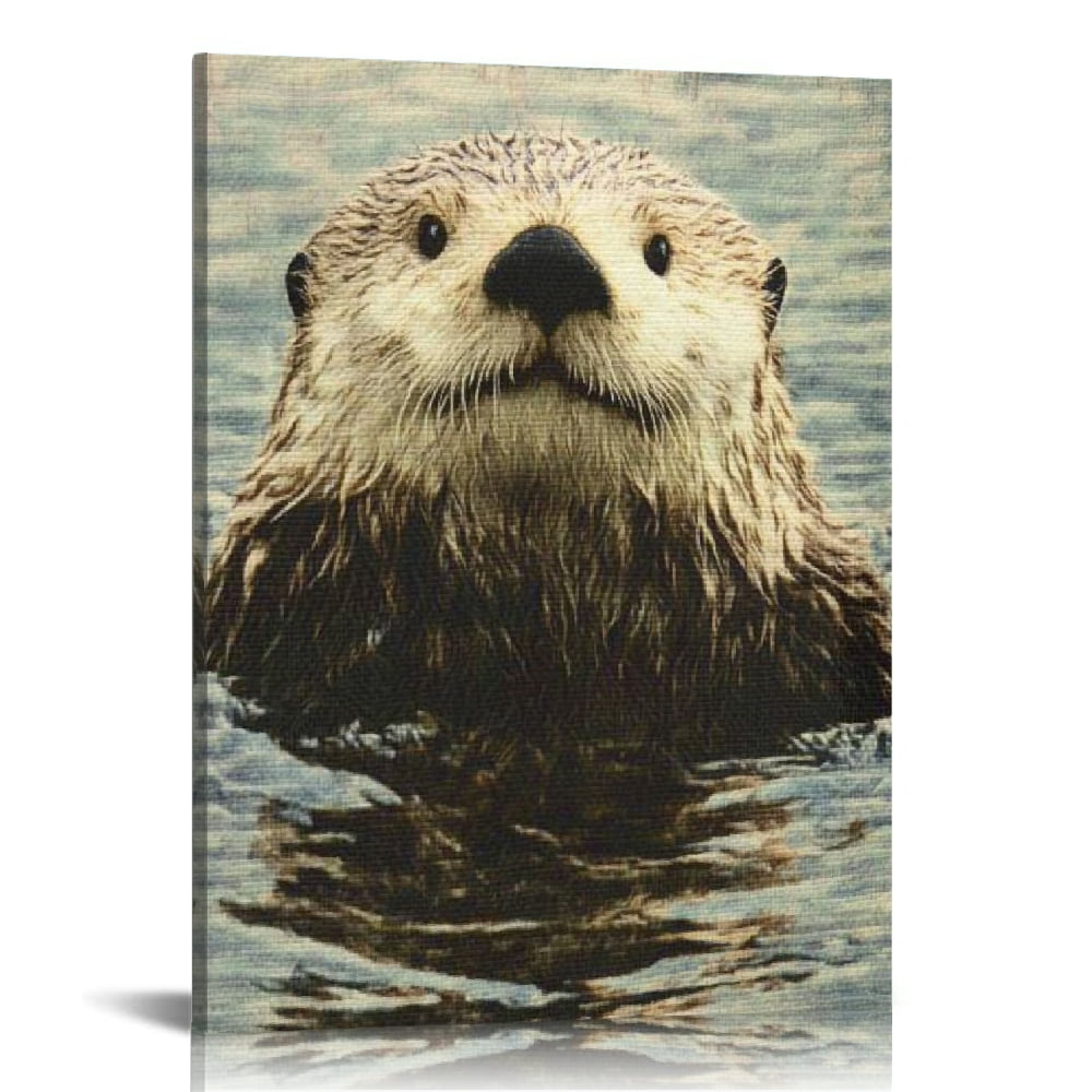 Patifu Sea Otter Wall Decor Canvas Art Print for Home Office Living ...