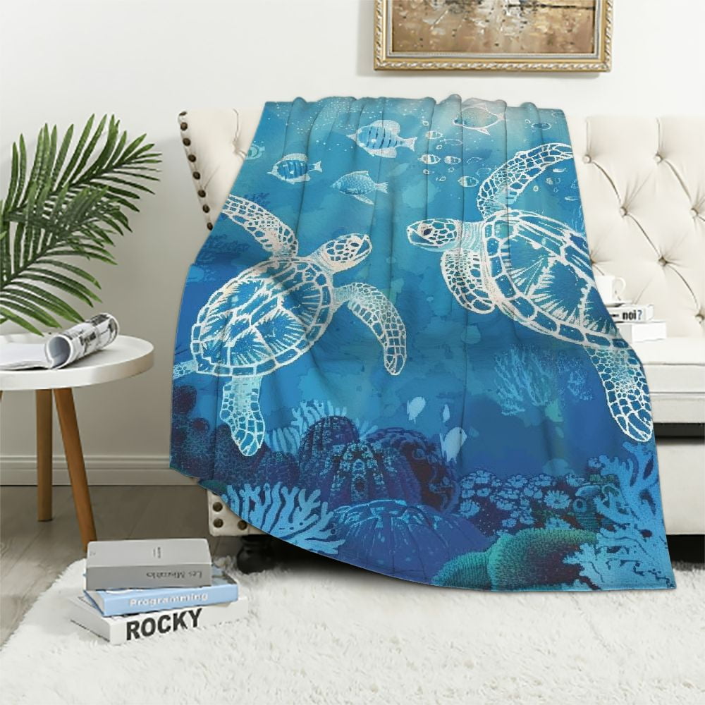 Patifu Sea Turtle Blanket Gifts for Kids Adults Soft Warm Lightweight ...