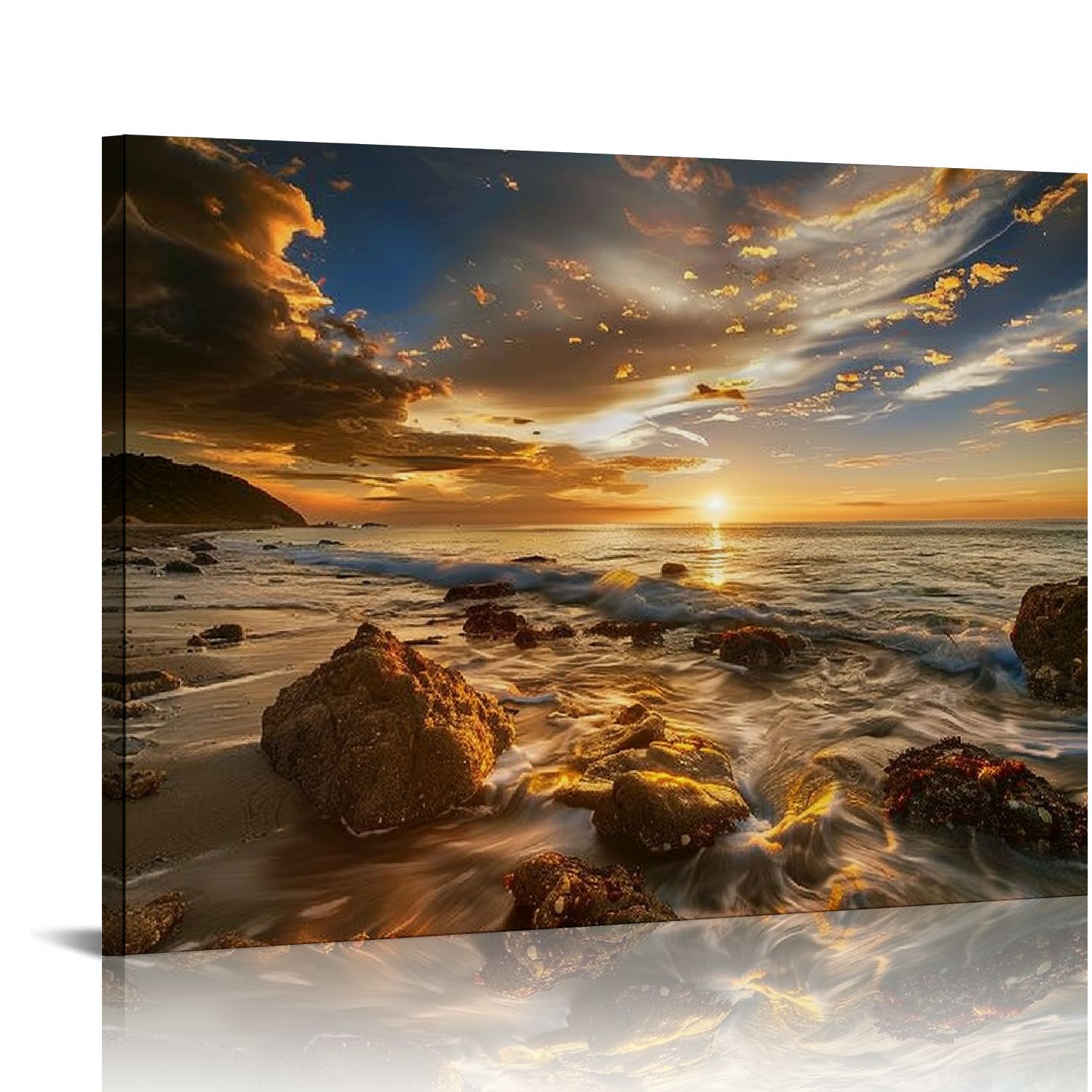Patifu Sunset Beach Rocks Fine Art Aesthetic Wall Painting for ...