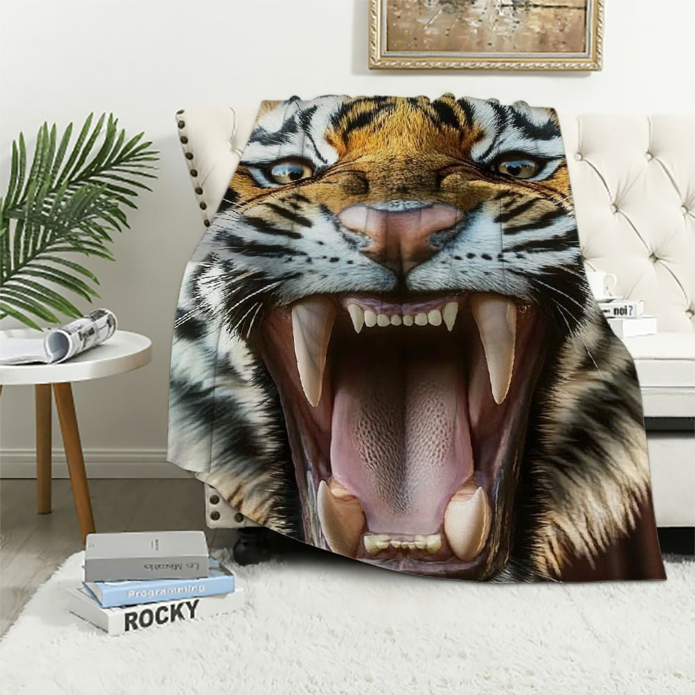 Patifu Tiger Blanket Soft Warm Plush Wild Animal Throw Blanket ...