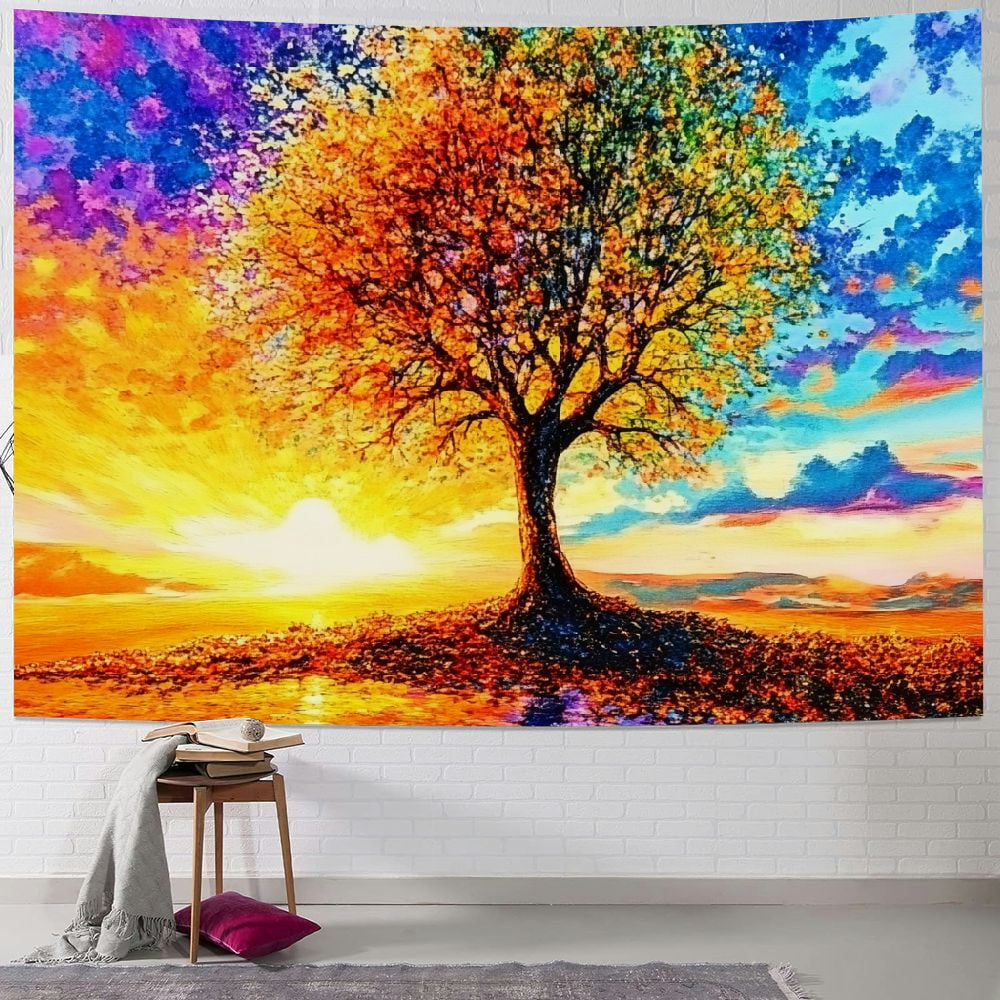 Patifu Tree Sunset Beach Tapestry Forest Nature Landscape Tapestry Wall ...